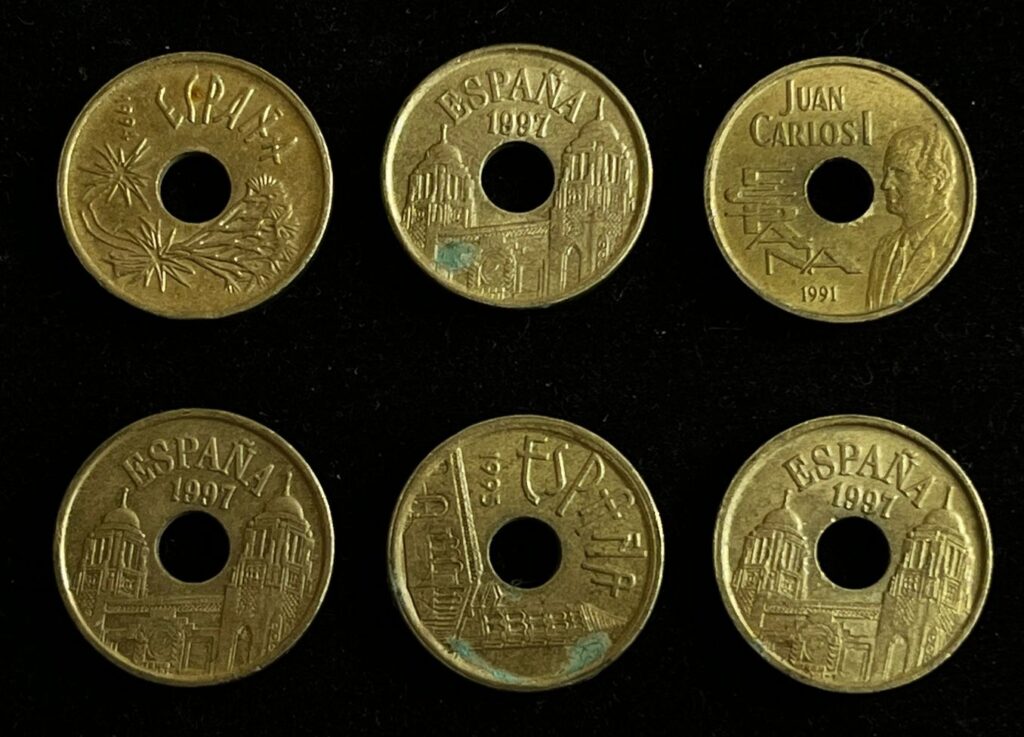25 Pesetas Spain Hole Coin - coinsstuff