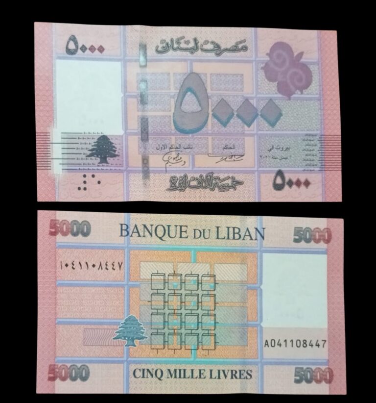 5,000 Lebanese Pound Banknote - coinsstuff